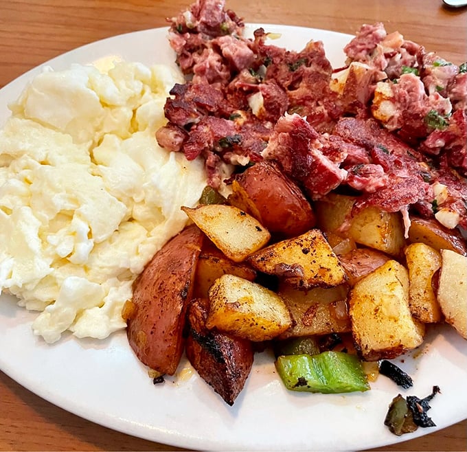 Who needs a rooster when you've got this wake-up call? Corned beef hash with egg whites &ndash; breakfast of champions!