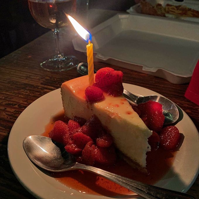 A slice of heaven with a candle on top. This cheesecake is so dreamy, it could star in its own rom-com.