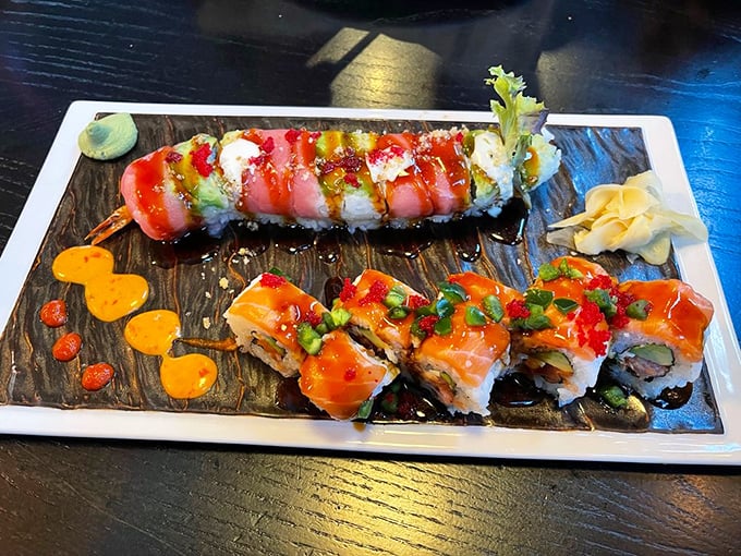Sushi so artfully crafted, it could hang in the Louvre. This Dragon Roll is fire-breathing deliciousness that would make even Daenerys Targaryen jealous.