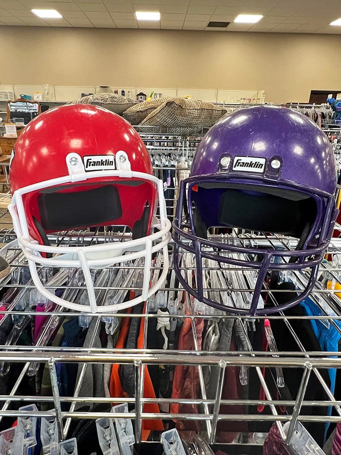 Touchdown in nostalgia! These helmets are ready to protect you from boring decor and mundane Sundays.