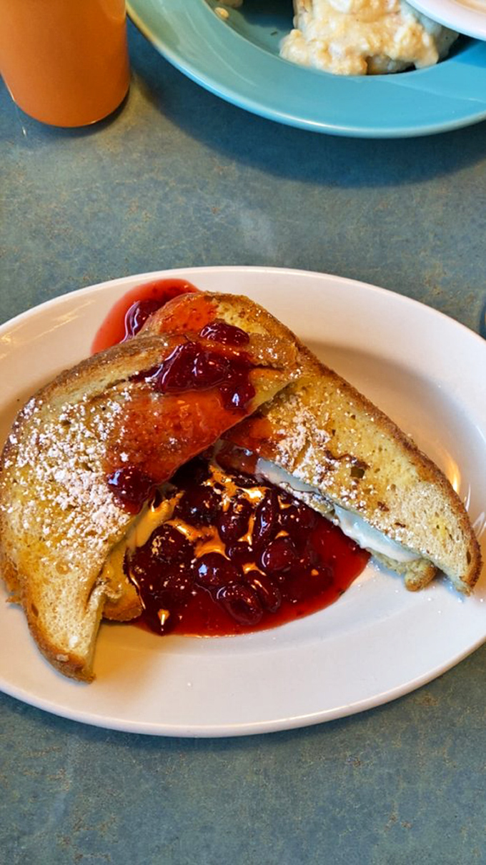 French toast that's anything but toast-al recall. This cherry-topped creation is so pretty, it almost belongs in an art gallery. Almost.