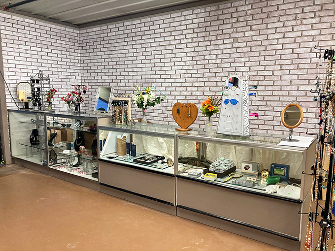 Sparkle and shine galore! This jewelry counter is where lost earrings go to find their soulmates and start new lives.