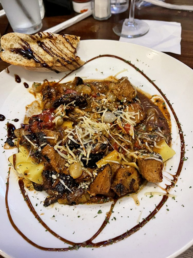 A rustic pasta dish that looks like it should be served in an Italian grandmother's kitchen, not suburban Kansas. Yet here we are!