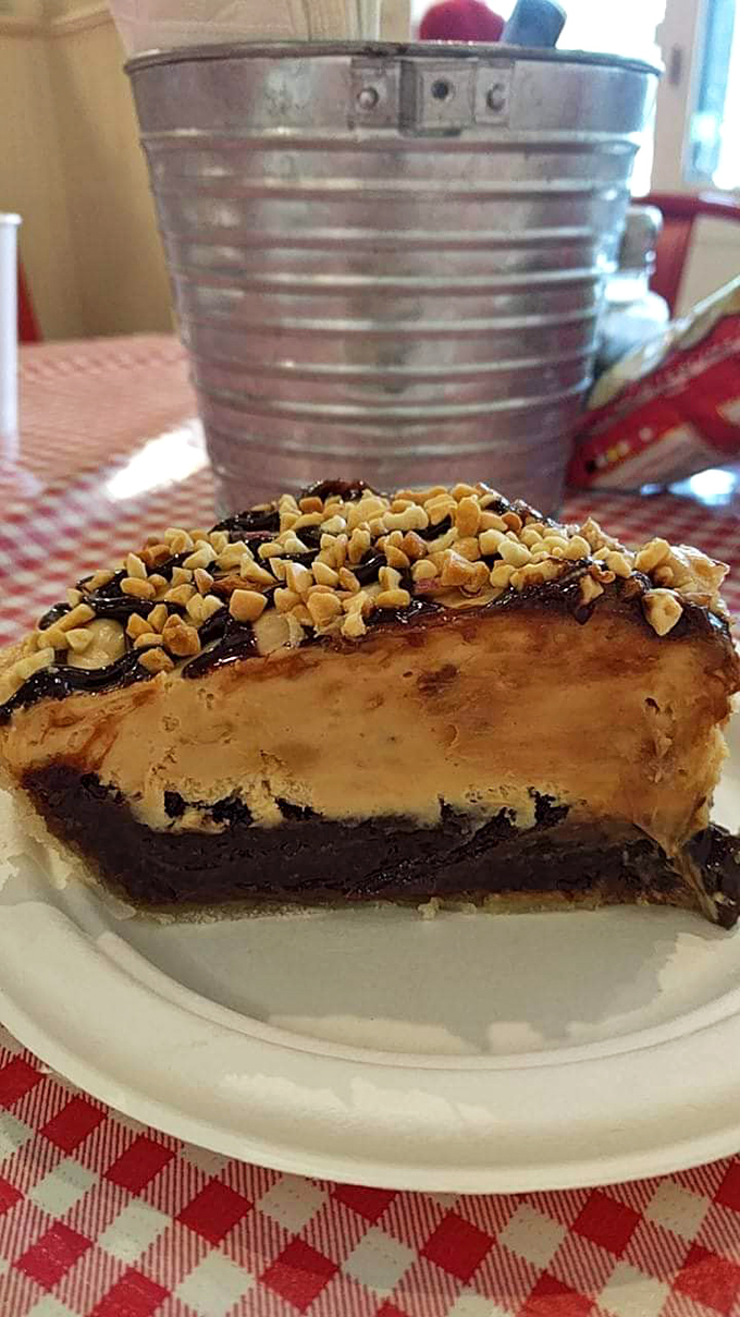 Peanut butter perfection! This pie is nuttier than a squirrel's winter stash and smoother than a '70s pickup line. Get ready for a flavor explosion!