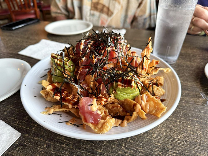 Poke nachos: where Hawaii meets game day snacks. It's a cultural mashup that'll have your taste buds doing the hula.