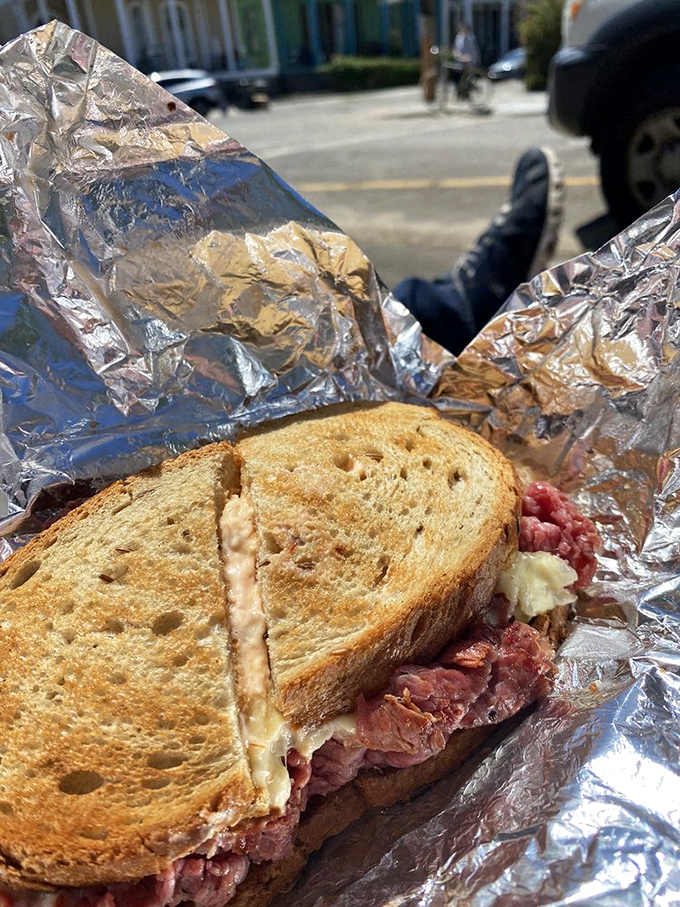 Al fresco feast! This Reuben is ready to be your lunch date on a sunny New Orleans afternoon.