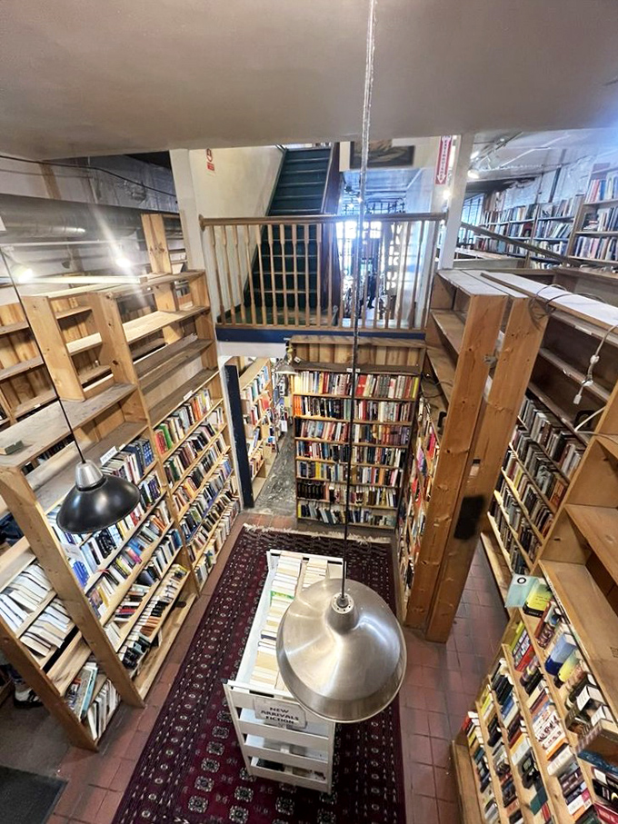 Look up, book lovers! This bird's-eye view reveals the true scale of Myopic's literary empire.