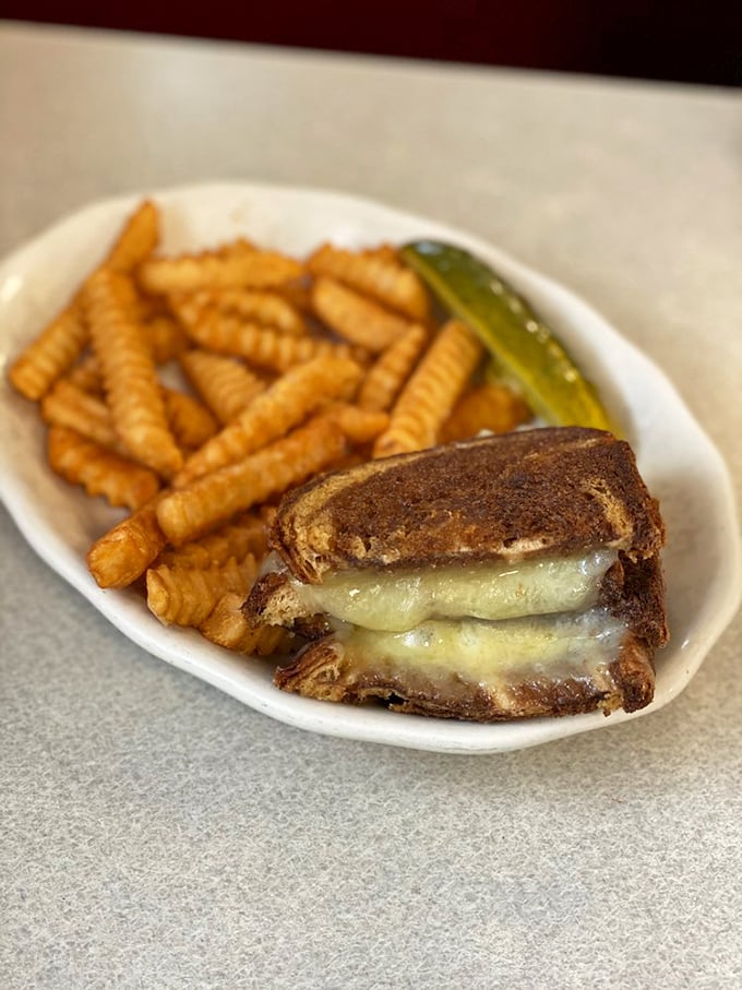 Cheese pull for the win! This grilled cheese sandwich is stretching the boundaries of what's legally allowed in a comfort food.