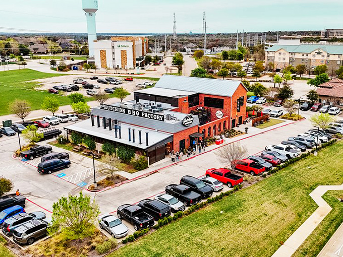 From this bird's eye view, Hutchins looks like barbecue heaven on Earth. No wonder there's a line &ndash; the secret's out!