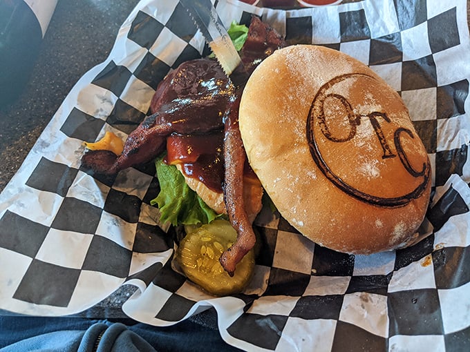 Buckle up, burger lovers! This BBQ beauty is about to take your taste buds on a road trip they'll never forget.