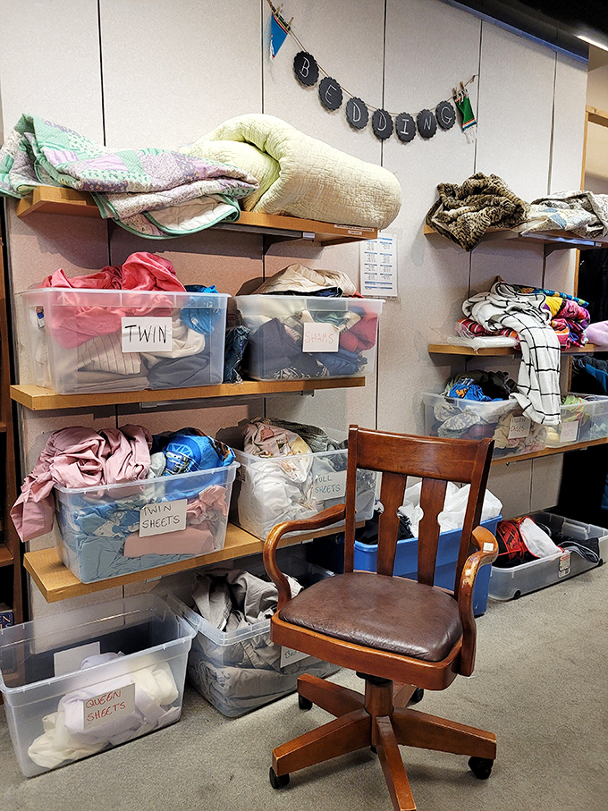 Bed, bath, and way beyond! This bedding section is a cozy cocoon of comfort, waiting to swaddle you in secondhand snugness.