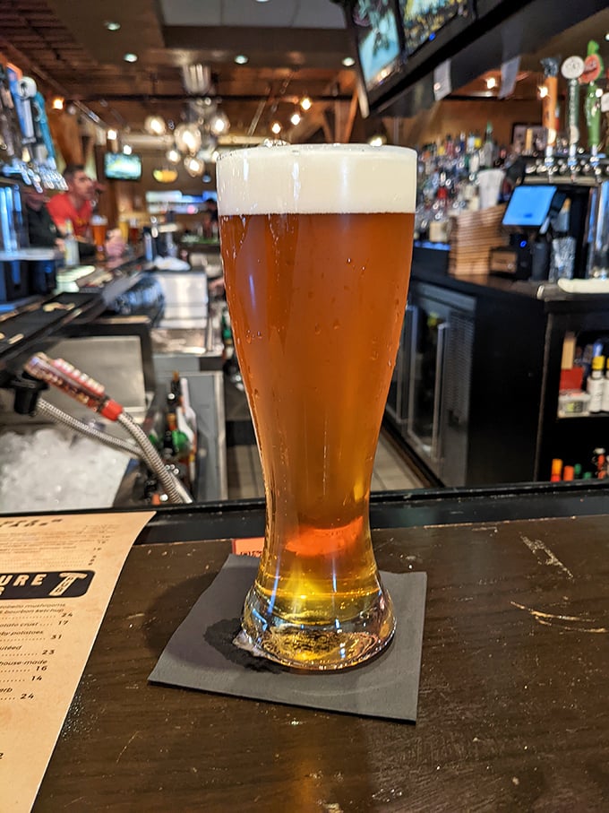 Liquid gold in a glass. This local brew is so crisp and refreshing, it might just make you forget about that "lite" beer you used to drink.