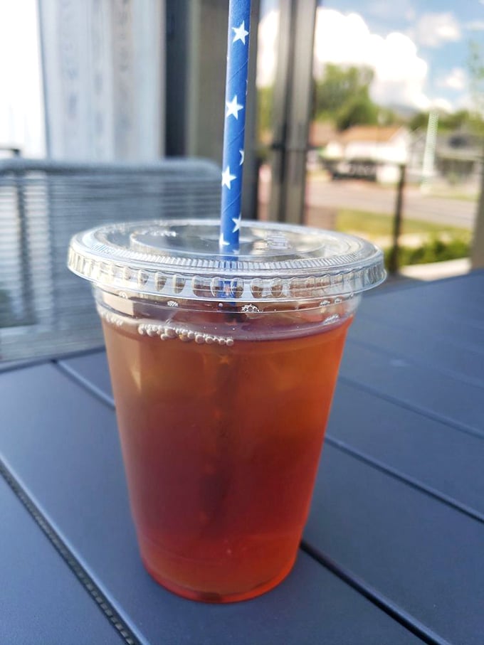 Sip, sip, hooray! Nothing says "I'm on vacation" quite like an ice-cold drink with a patriotic straw. Liberty and refreshment for all!