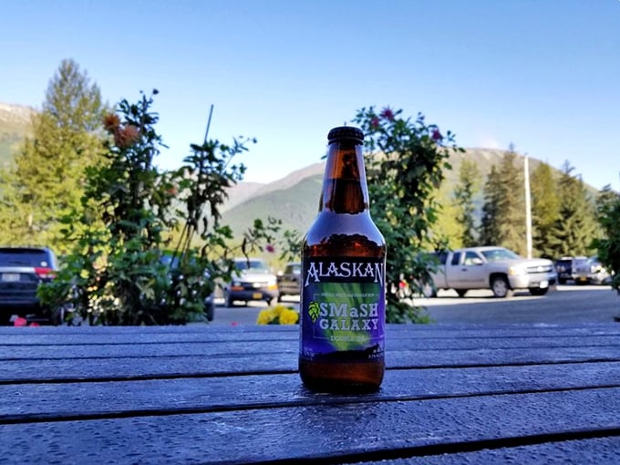 When in Alaska, do as the Alaskans do. Sip on local brews while soaking in views that'll make your Instagram followers weep.