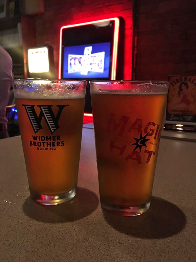 Cheers to choices! From craft brews to classic suds, Sam's bar is like a United Nations summit for thirsty diplomats.