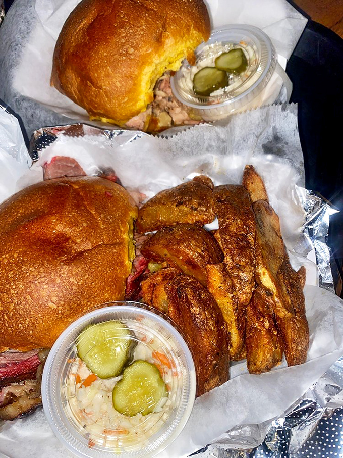 This brisket sandwich isn't just a meal; it's a religious experience. Prepare for a flavor revelation in every bite!