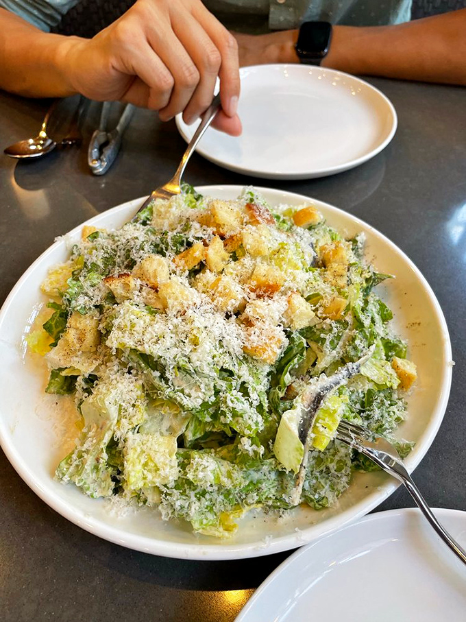 Caesar salad that Julius himself would salute. Crisp, creamy, and crowned with a snowfall of Parmesan &ndash; it's a leafy legion of flavor.
