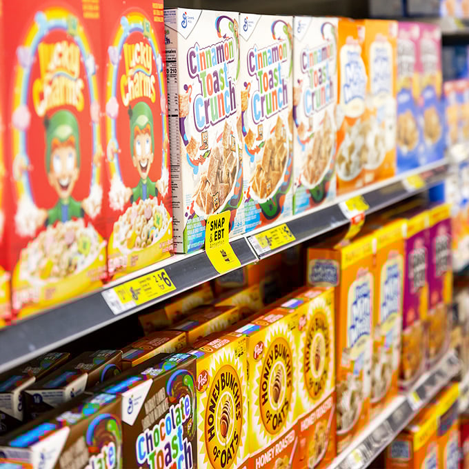 Breakfast of champions (and night owls)! This cereal selection is more diverse than a UN assembly and twice as colorful.