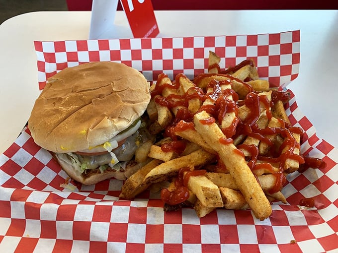 Burger bliss alert! This cheeseburger and fries combo is the kind of meal that makes you want to high-five your plate.