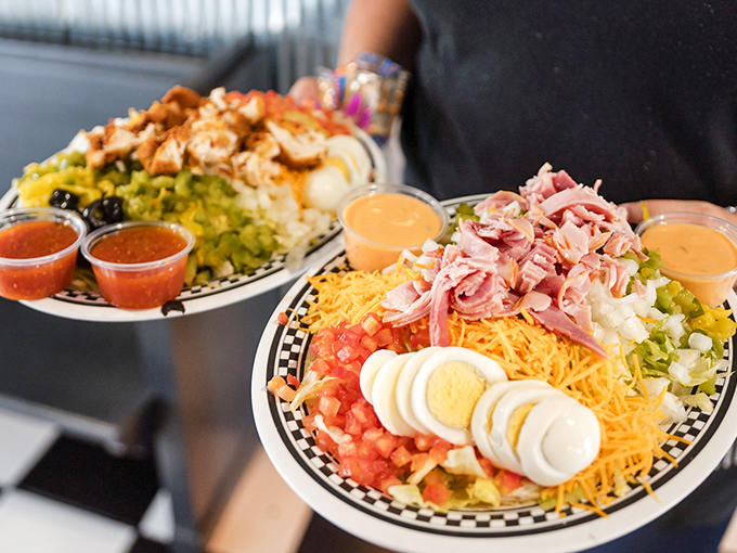 Talk about a power lunch! This chef salad is packing more protein than a bodybuilder's smoothie, and it looks twice as delicious.
