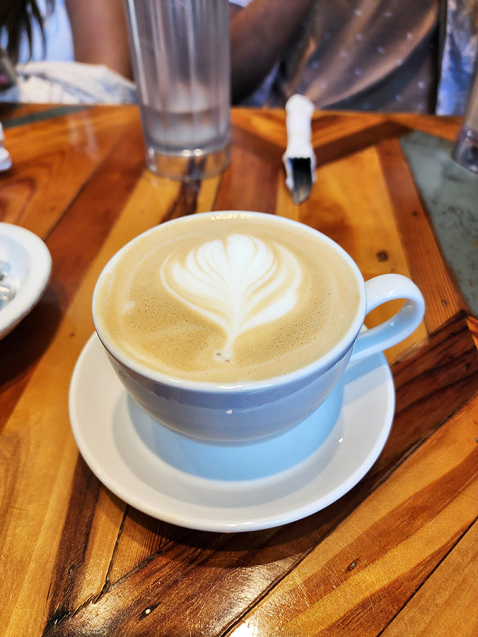 Coffee art or caffeinated Rorschach test? Either way, this cup of joe is ready to transform you from zombie to functioning human.