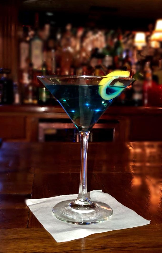Forget painting the town red &ndash; The Rustler paints it blue with this stunning cocktail. It's like the ocean decided to take a vacation in a martini glass.
