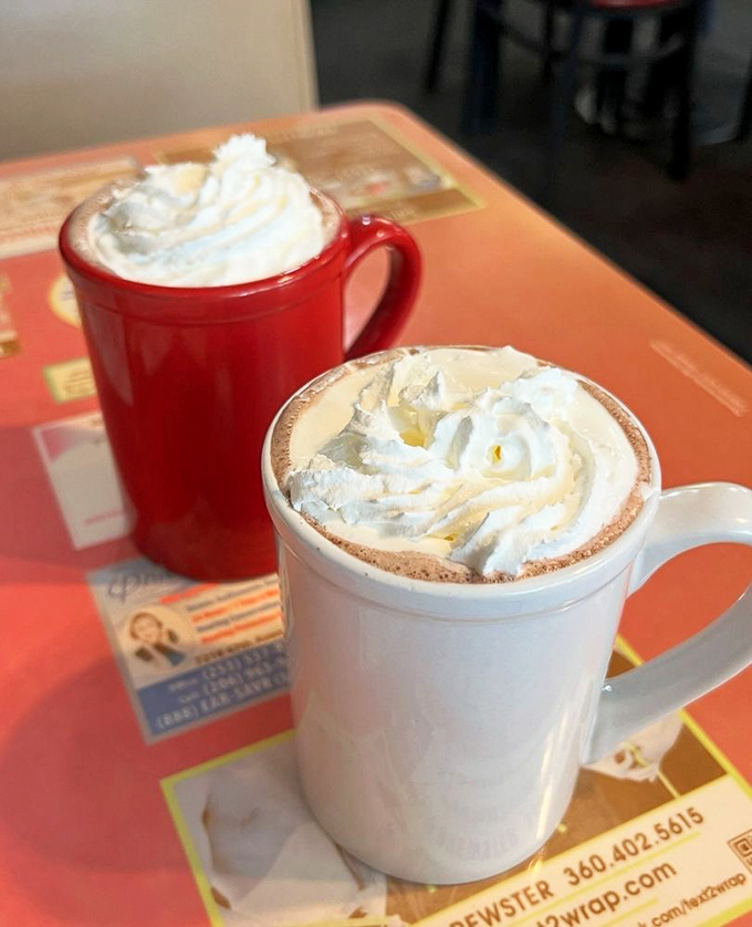 Hot chocolate so indulgent, it makes Swiss Miss blush. Whipped cream mountains included, no Everest expedition required.