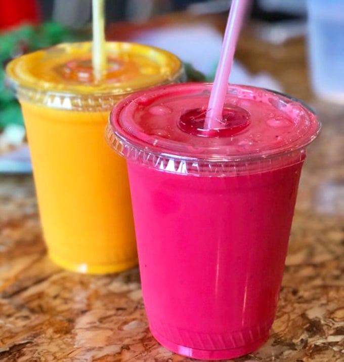 Smoothies so vibrant, they could moonlight as mood rings. These colorful concoctions are like a tropical vacation in a cup!