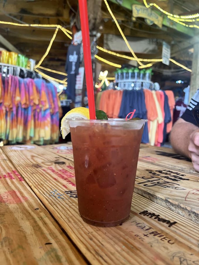 Is that a Bloody Mary I spy? Looks like the kind of drink that could cure anything from a hangover to a bad hair day. Cheers!