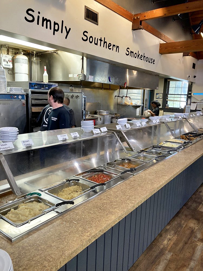 The buffet line &ndash; where dreams are made and diet plans go to die. Notice how everything glistens with that special Southern "butter blessing."