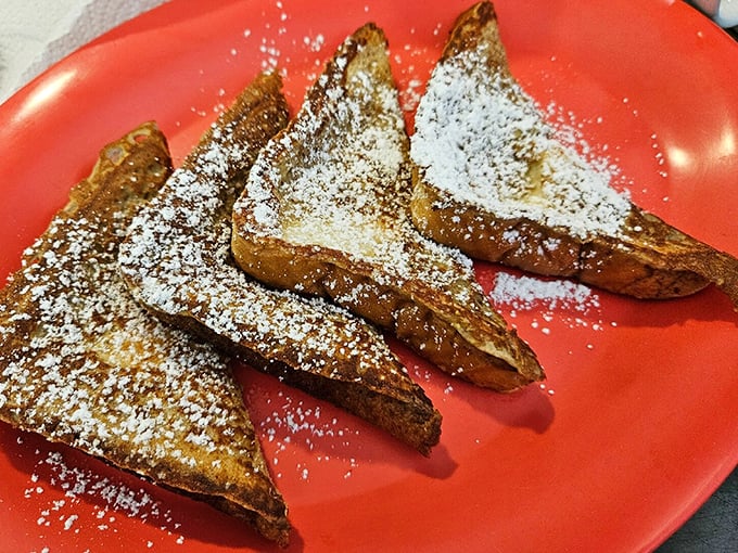 French toast that's dressed to impress! Dusted with powdered sugar, it's like a sweet snow day on your plate. No mittens required!
