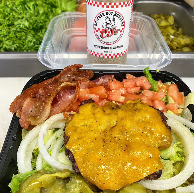 Plot twist: It's a salad... with a burger! CJ's hamburger salad is the compromise between your diet and your cravings. Lettuce celebrate!