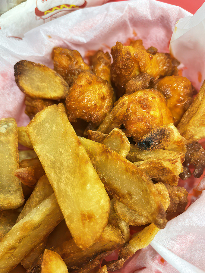 Popcorn chicken perfection! These golden nuggets of joy look so crispy, they could probably double as ASMR content. Dipping sauce, anyone?