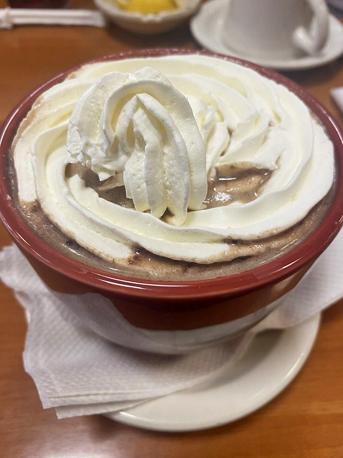 Winter's kryptonite in a mug! This hot chocolate looks like it could melt the polar ice caps with its creamy, dreamy goodness.