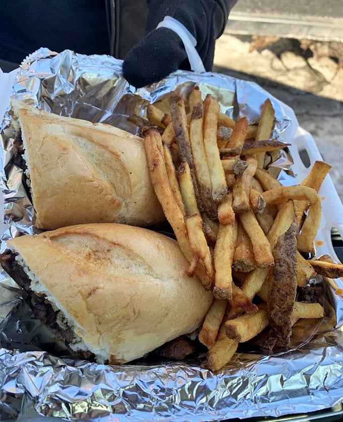 This sandwich and fries combo is the comfort food equivalent of a warm hug. It's what cheat days were made for, folks!