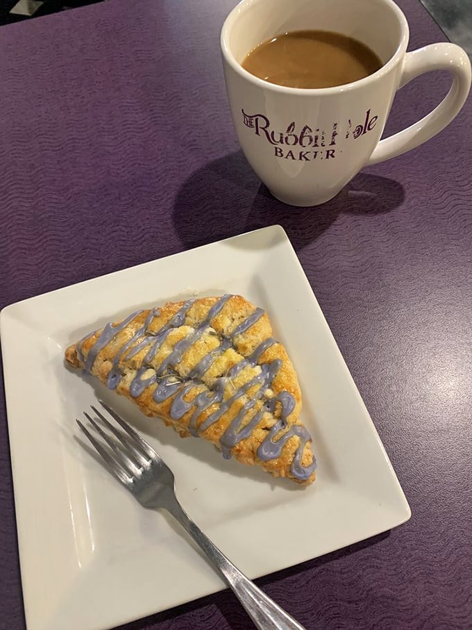 Purple reign! This lavender scone, paired with a steaming cup of joe, is the royal treatment your taste buds deserve. Time to get sconed!