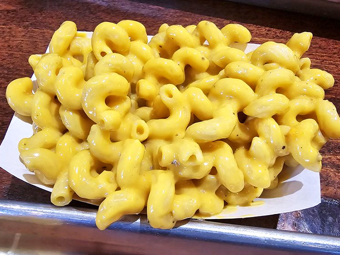 Mac 'n' cheese so creamy, it should come with a warning label: "May cause spontaneous happiness and temporary inability to adult."