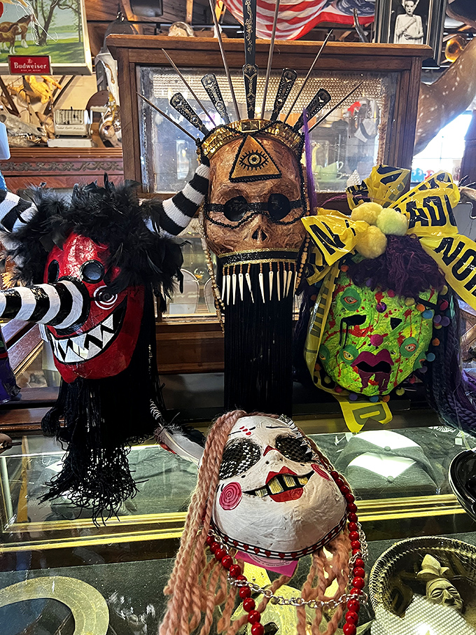 Face off with these fantastical masks! It's like a masquerade ball thrown by Tim Burton and Salvador Dal&iacute;.
