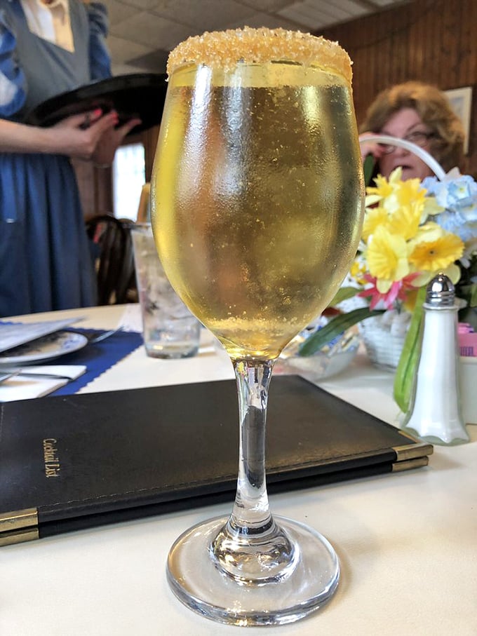 A mimosa with a sugar-rimmed edge&mdash;because sometimes breakfast deserves a little sparkle and celebration.