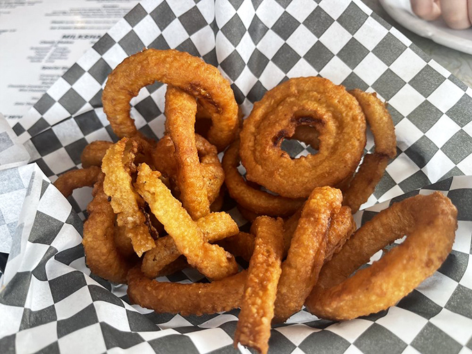 Holy onion rings, Batman! These golden hoops of happiness are the superhero sidekick your burger's been waiting for.