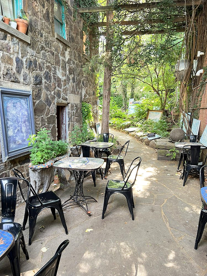 Dine al fresco in this enchanted garden. Little Bread Company's outdoor seating area is like a secret oasis in the heart of Fayetteville.