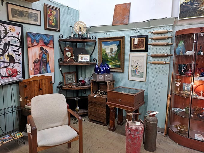 From lamps to artwork, this corner is a mishmash of memories. It's like your eccentric aunt's attic, but curated!