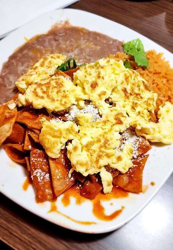Red chilaquiles that'll paint the town&hellip; well, red! This zesty dish is like a fiesta in your mouth, no pi&ntilde;ata required.