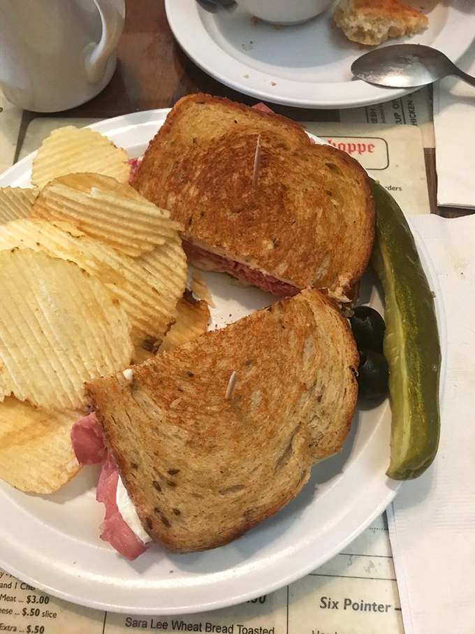 The Reuben sandwich here isn't playing games&mdash;it's serious about its relationship with sauerkraut, Swiss cheese, and perfectly grilled rye bread.