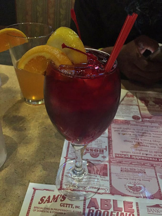 Sangria that's dressed to impress! This ruby-red refresher is like a vacation in a glass, no passport required.
