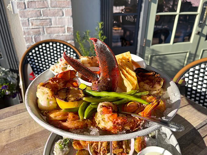 Behold, the Everest of seafood! This tower is so impressive, it should come with its own documentary narrated by David Attenborough.