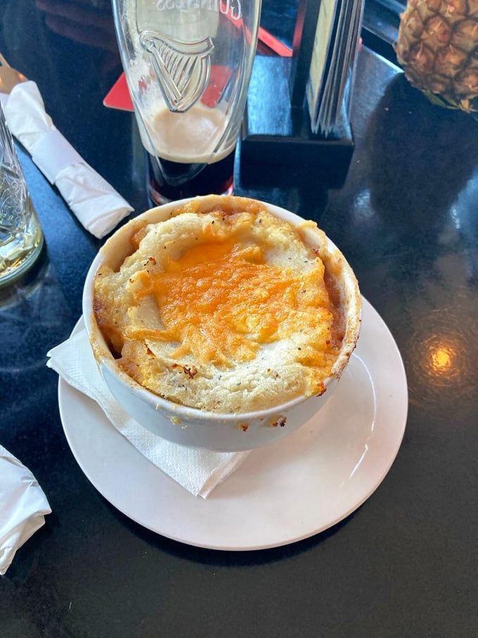 Shepherd's Pie: where veggies play hide and seek under a blanket of golden mashed potatoes. It's like a warm hug for your stomach.