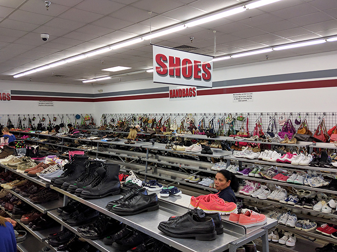 If Cinderella's fairy godmother ran a thrift store, this would be her shoe department. From glass slippers to well-loved sneakers, every foot's fantasy awaits!