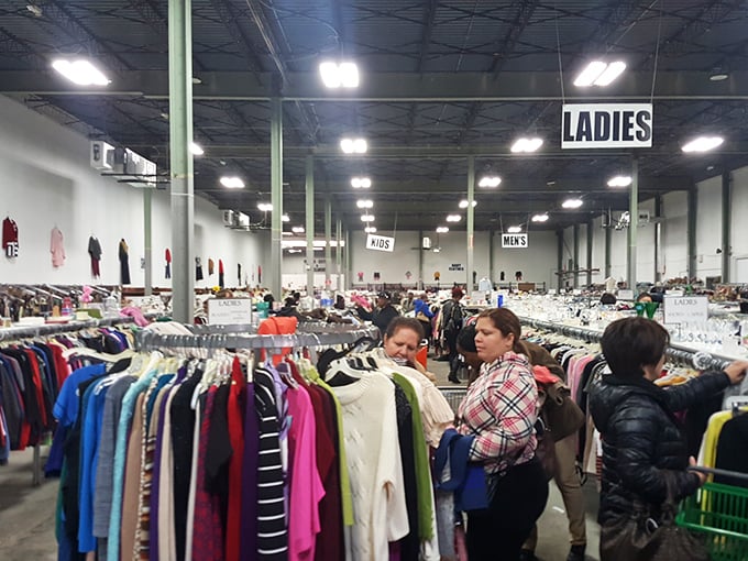 Treasure hunters in their natural habitat! Watch as they navigate the wilderness of pre-loved goods with the skill of seasoned explorers.