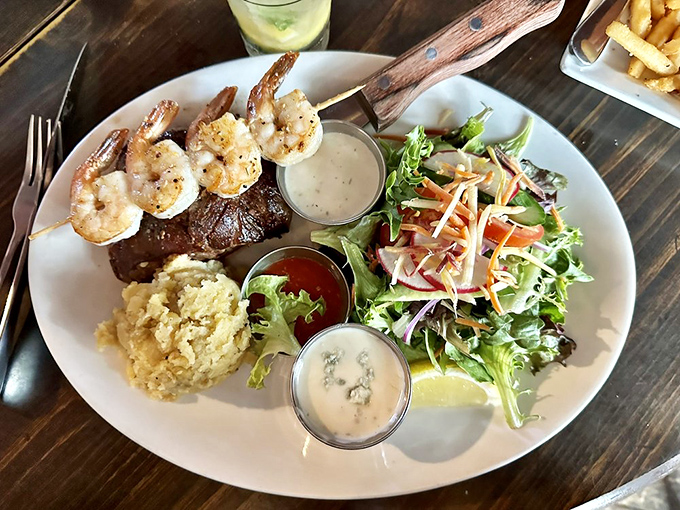 The ultimate culinary compromise – when you can't decide between land and sea. It's like a delicious peace treaty on your plate.